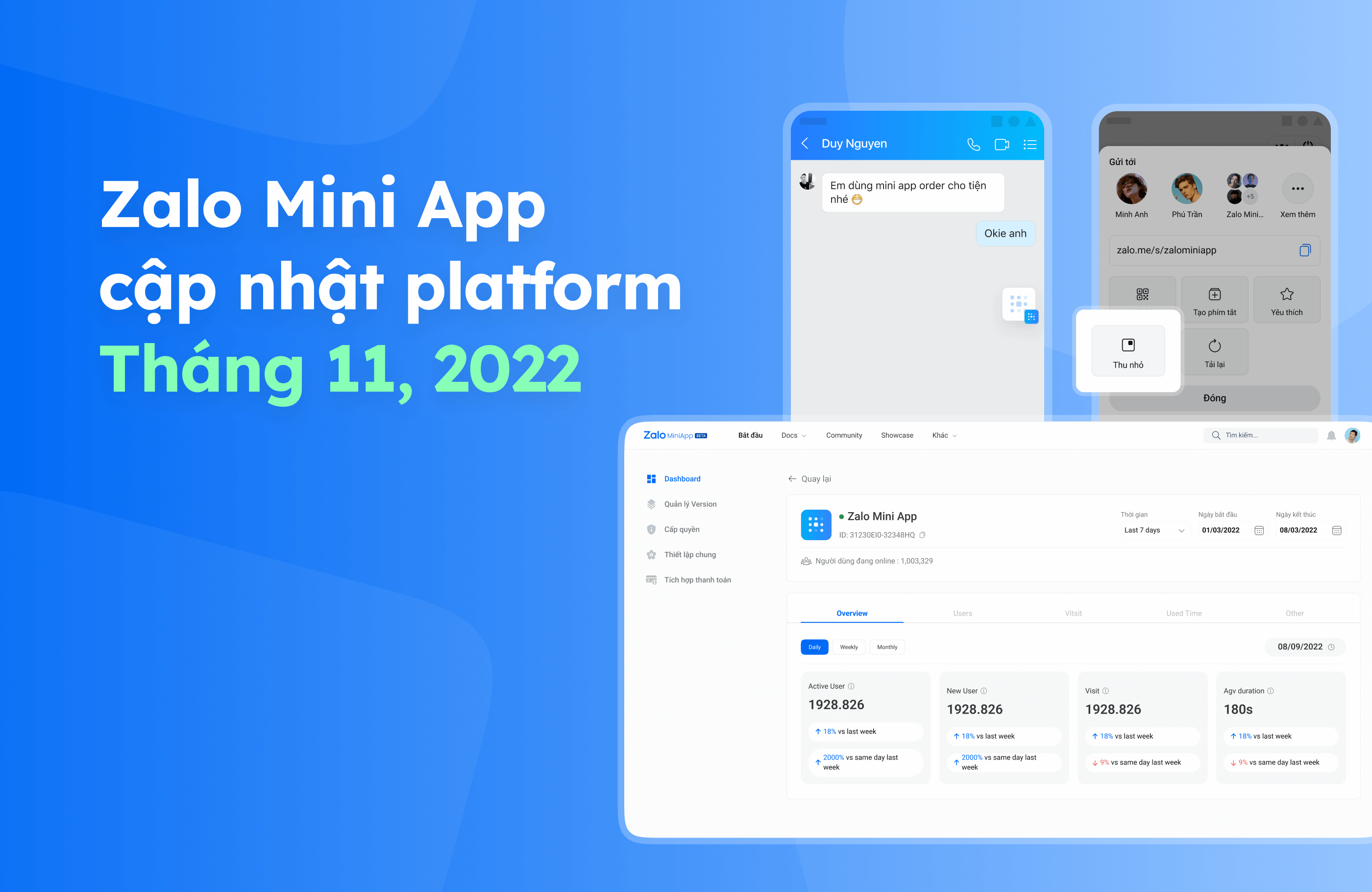 Những cập nhật Zalo Mini App platform tháng 11 - 2022 | Zalo Mini App